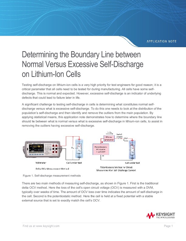 Determining the Boundary Line between Normal Versus Excessive Self-Discharge on Lithium-Ion ...